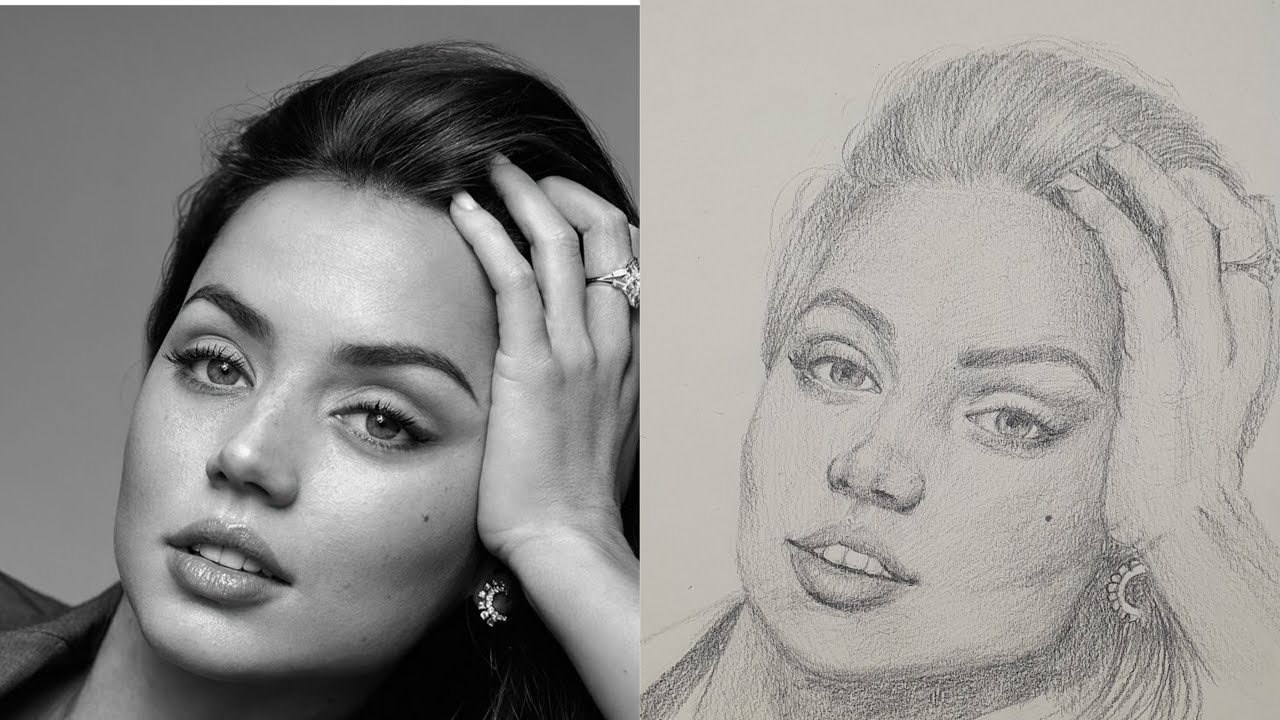 portrait drawing tutorial for beginners #anadearmas - YouTube