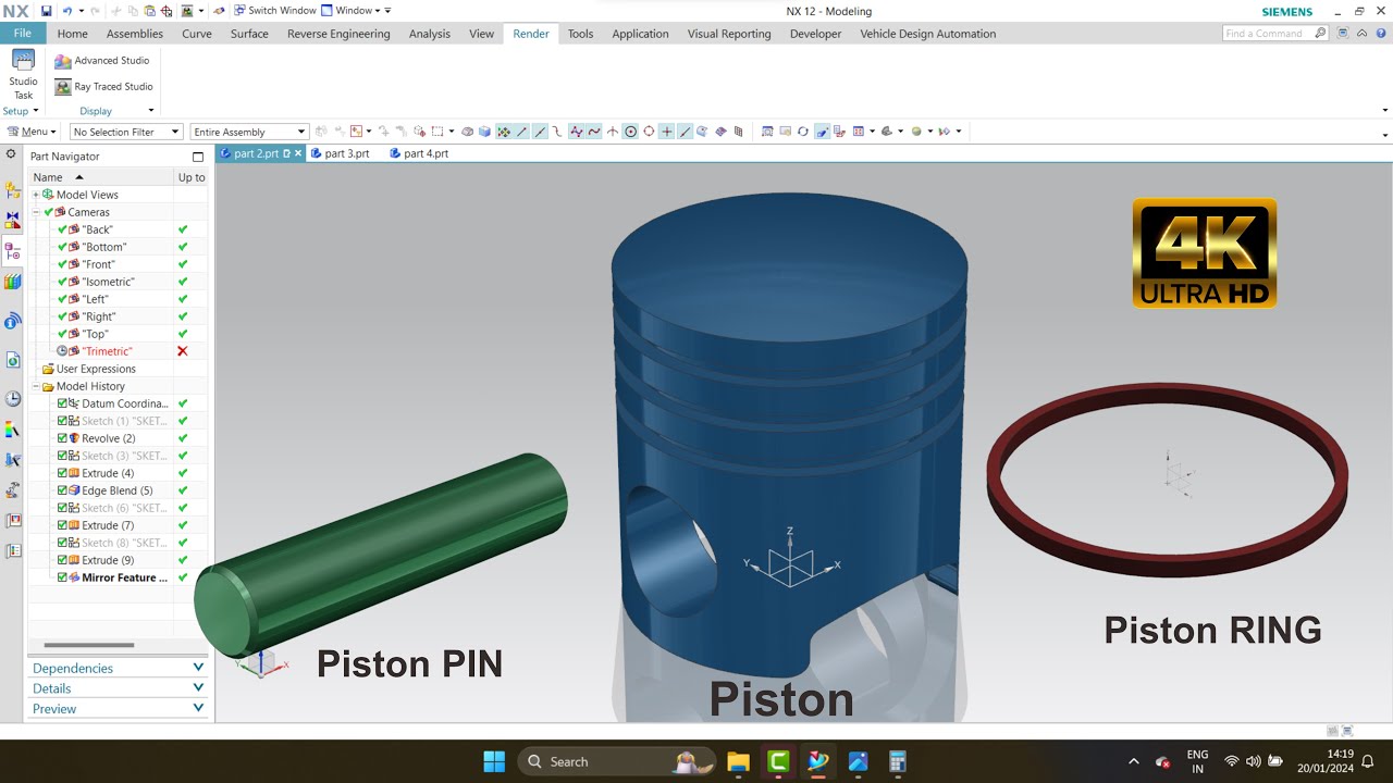 Siemens NX Membuat Piston dan Ring dan Ping | Cylinder Engine | part 2 ...