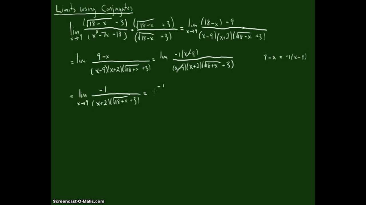 Limits Using Conjugates - YouTube