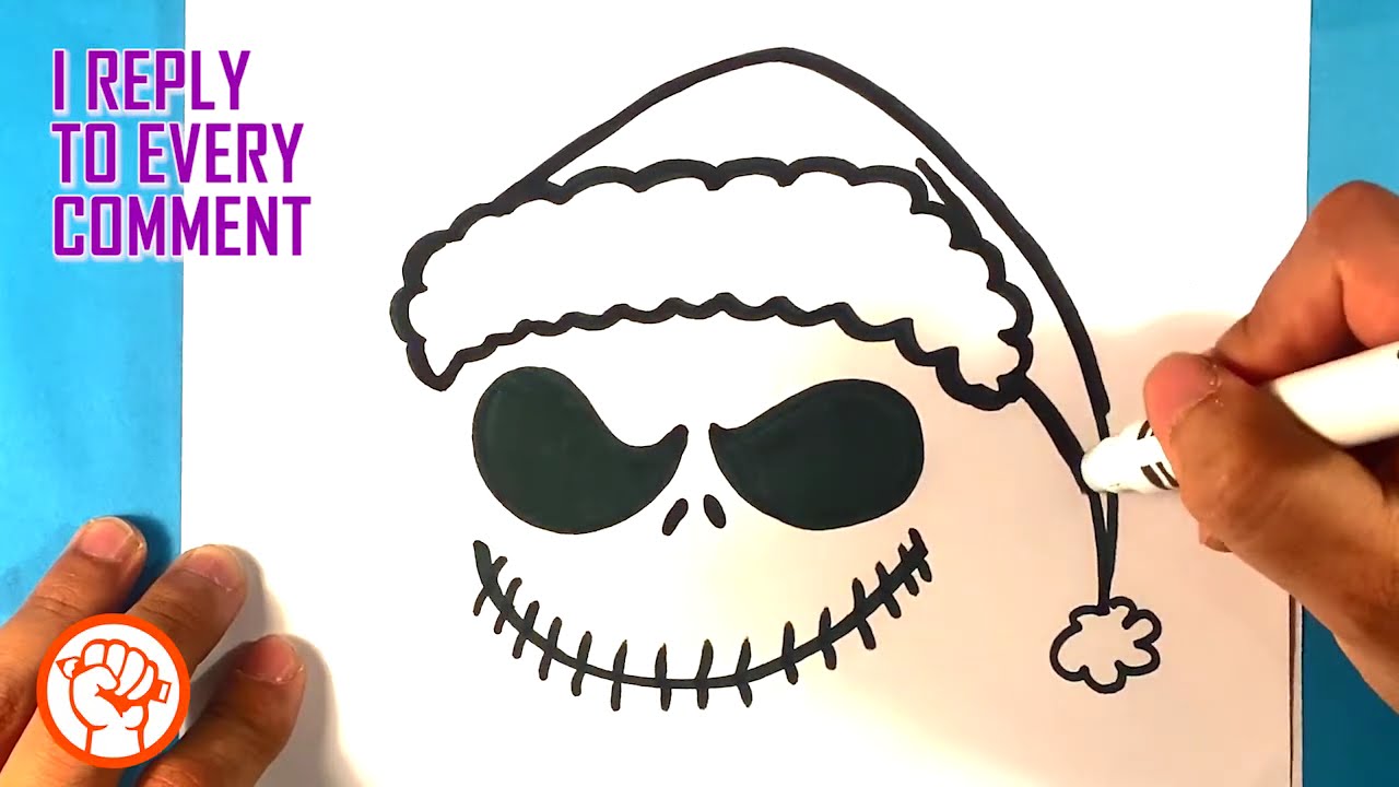 How to Draw Jack Skellington Christmas - Easy Drawing Lesson - YouTube