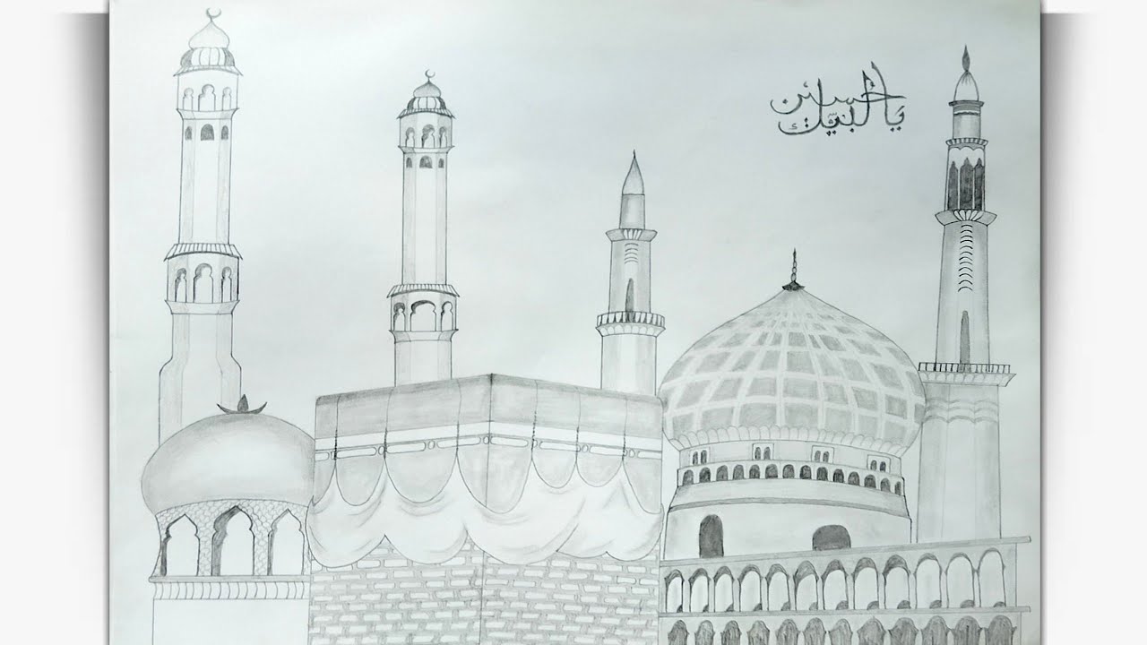 How to Draw Makkah Madina tutorial Sketching // Pencilsketchdrawing ...