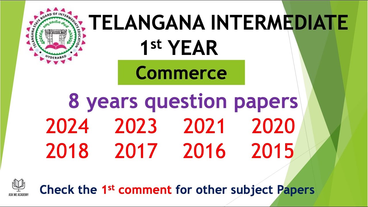 TS Inter 1st Year Commerce 2024 - 2015 8 years previous Question Papers ...