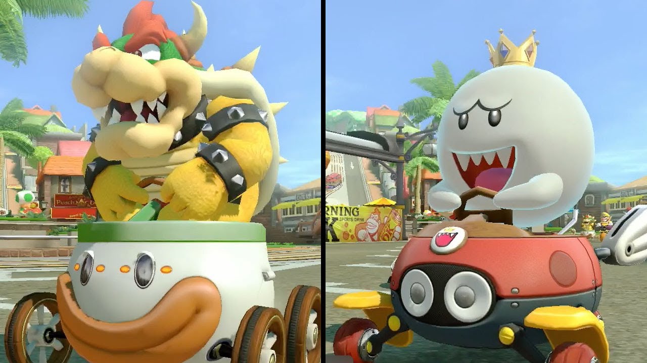 Mario Kart 8 Deluxe - Multiplayer - Bowser vs King Boo (Flower Cup ...