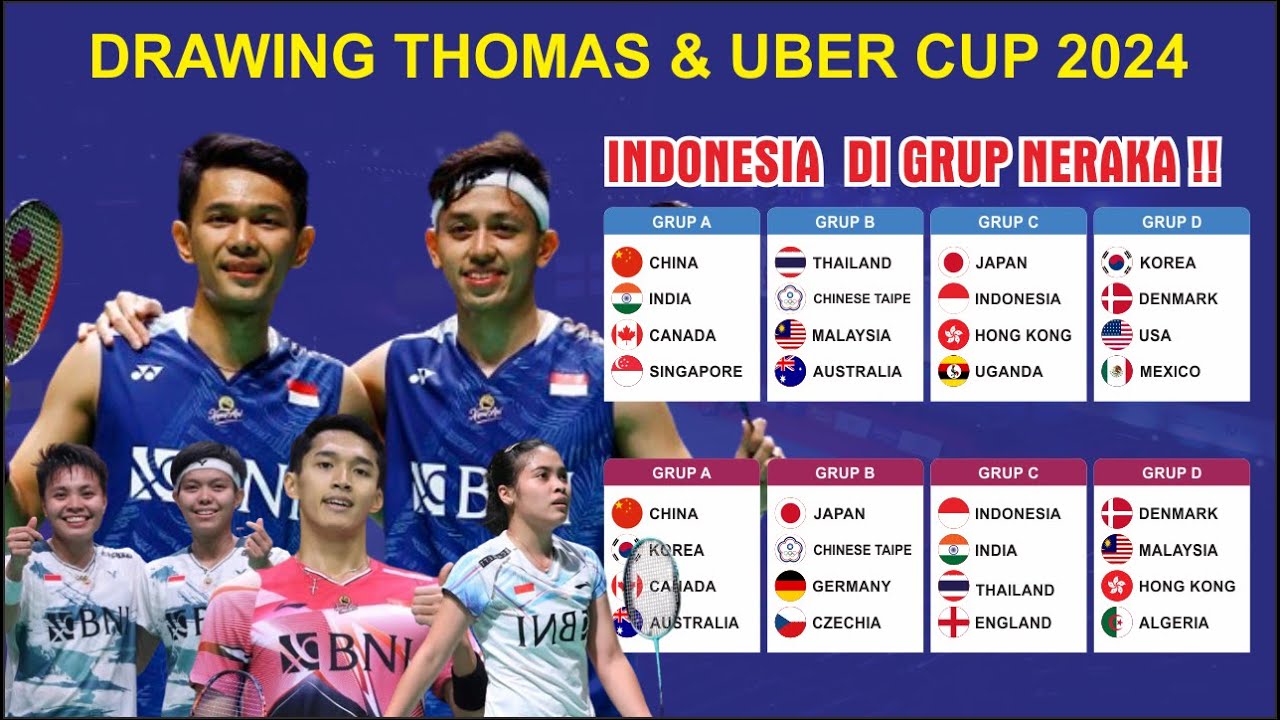 HASIL DRAWING THOMAS & UBER CUP 2024 - DRAWNYA NGERI BANGET ...