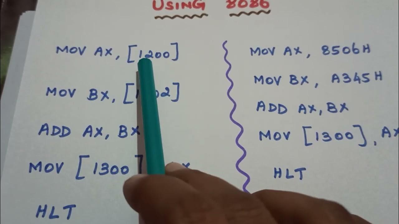 16 bit Addition (without Carry) using 8086 - YouTube
