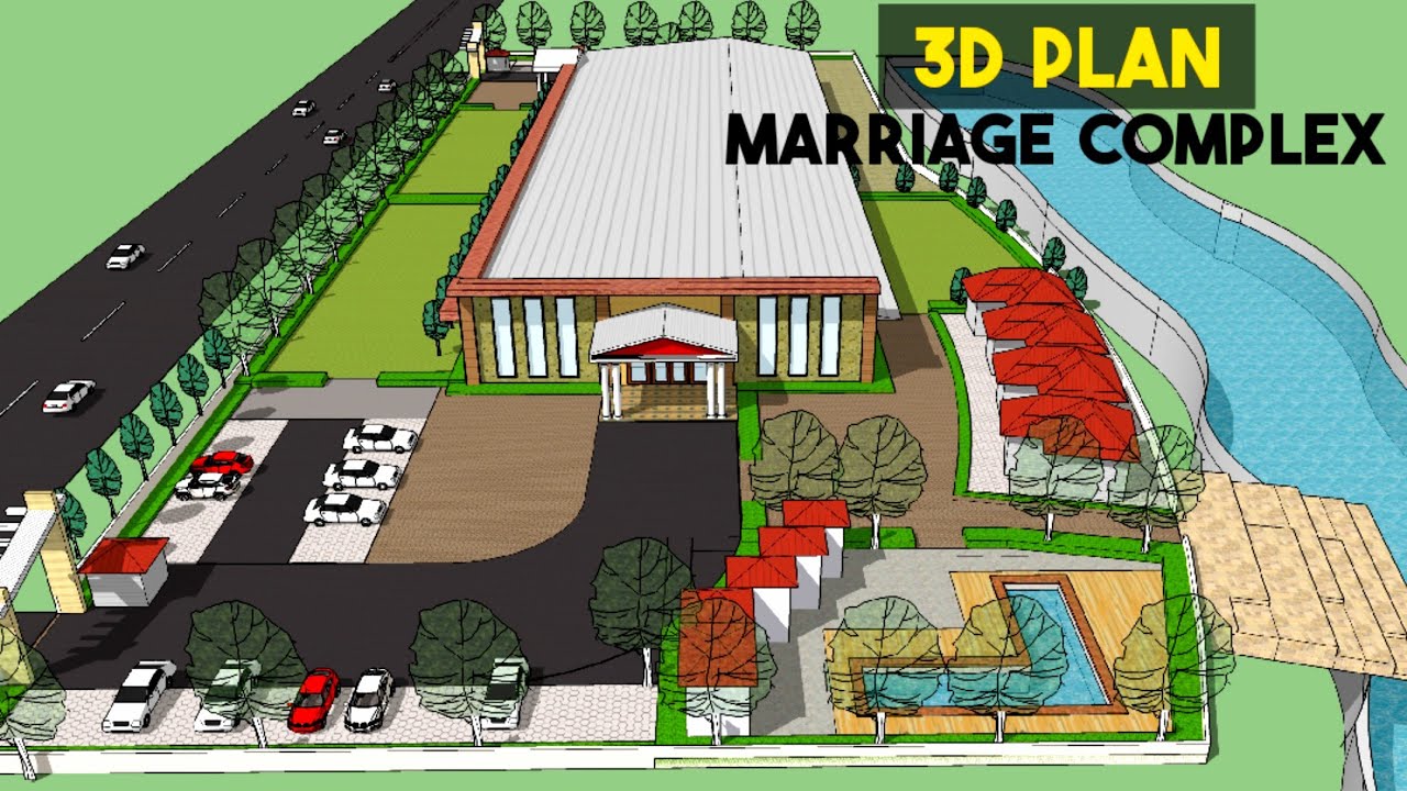 Marriage complex 3D Walkthrough || Site plan || 3D View - YouTube