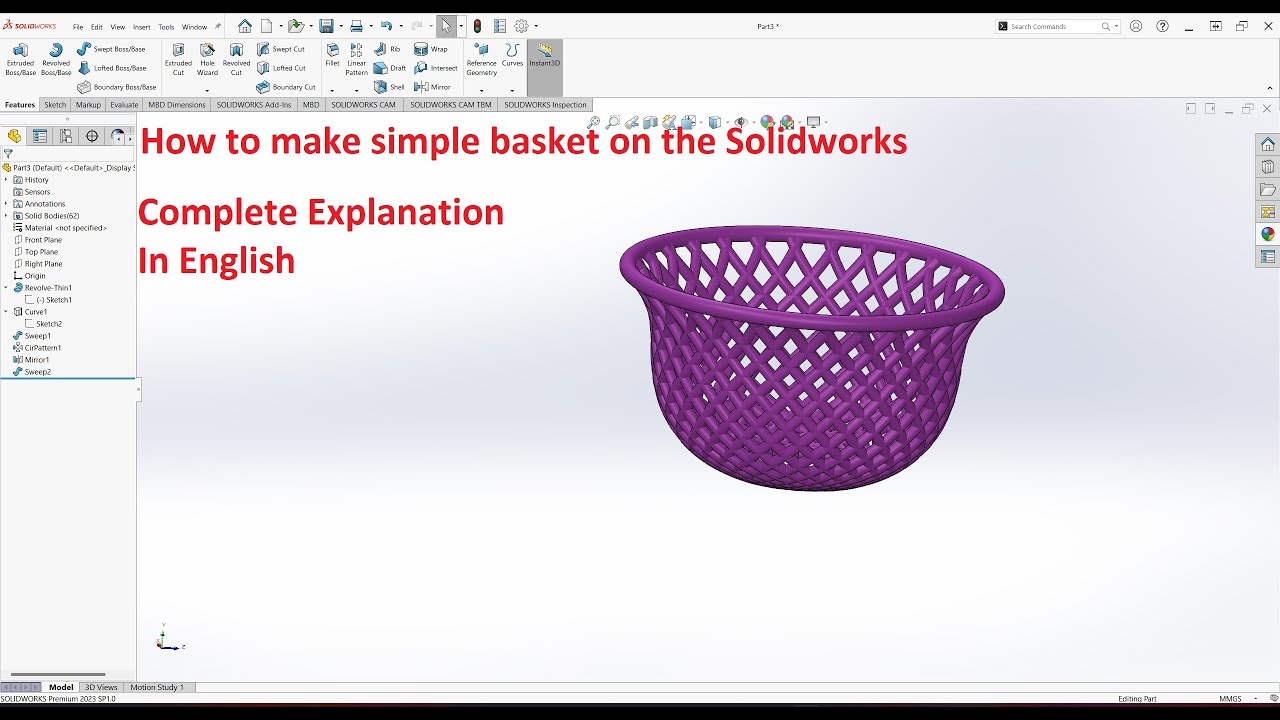 How to Make Circular Profile Basket On SolidWorks | Circular Profile ...