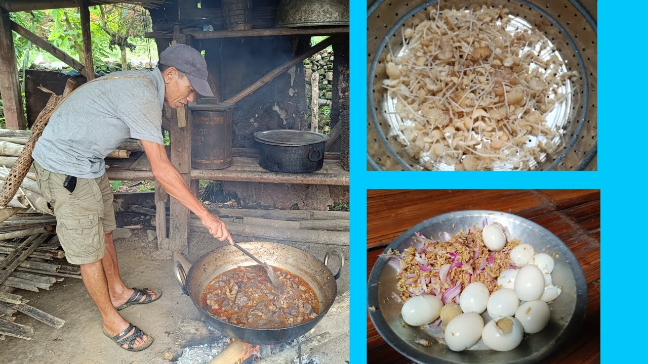 cooking and Eating Mithun meat, Collecting mushroom 🍄Vlogging with ₹28k ...