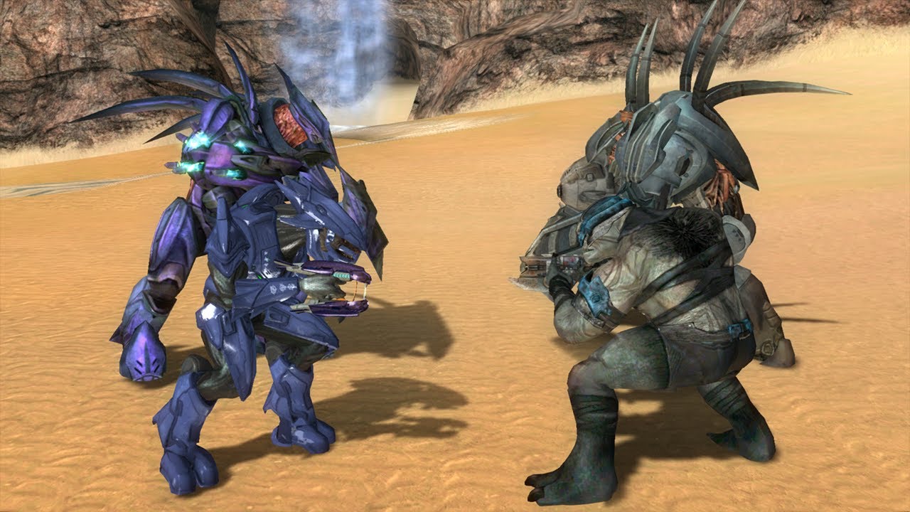 Halo 3 Elites and Hunters VS. Halo Reach Brutes and Hunters - YouTube