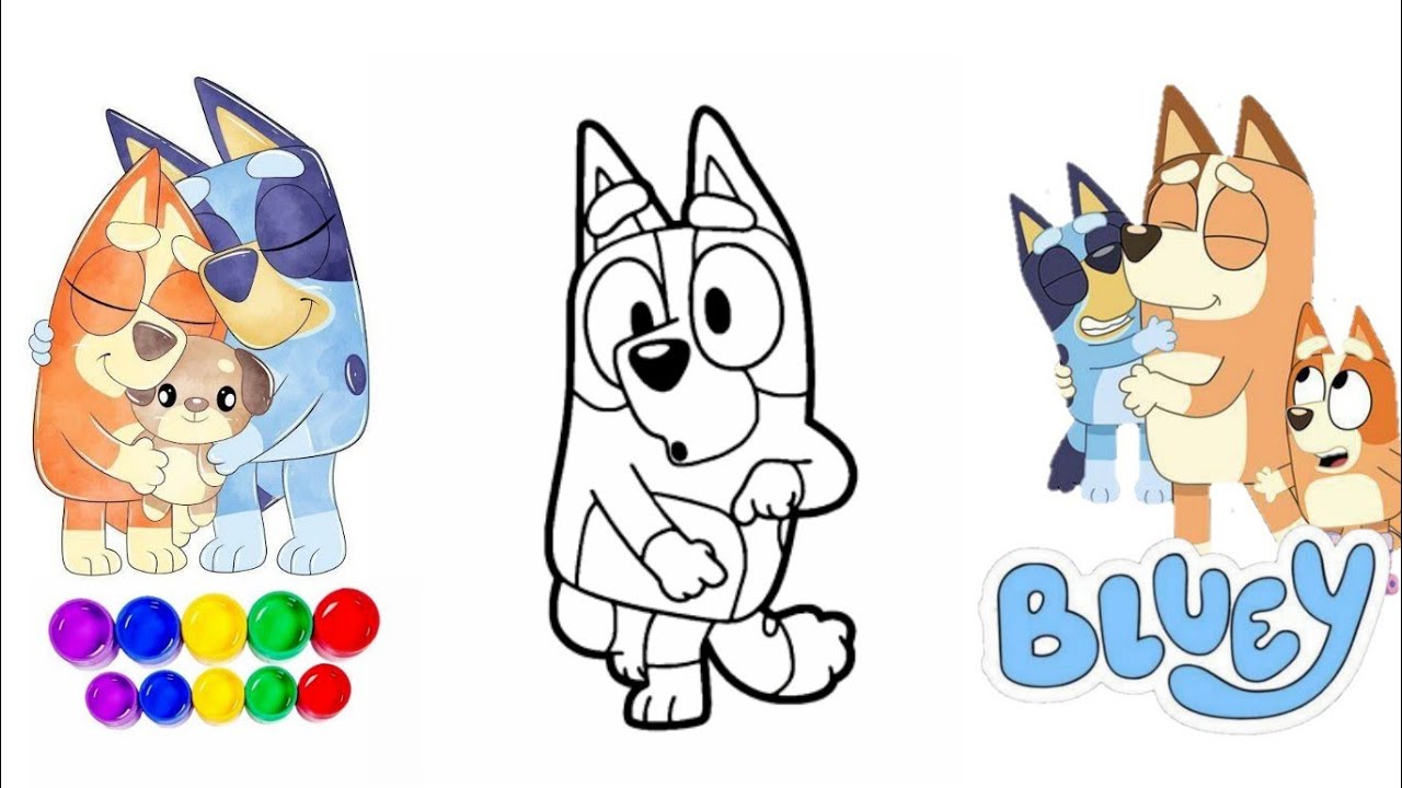 How to Draw Bluey Full Body Step by Step 💙 | Easy Kids Drawing 🌈 - YouTube