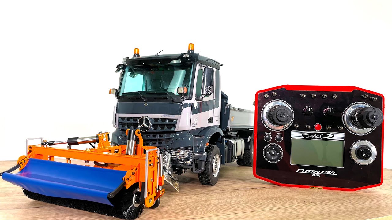 ScaleART 2 AXLE THREE WAY TIPPER TRUCK WITH SWEEPER GETS UNBOXED// RC ...