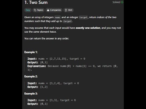 Problem #1 - Two Sum - YouTube