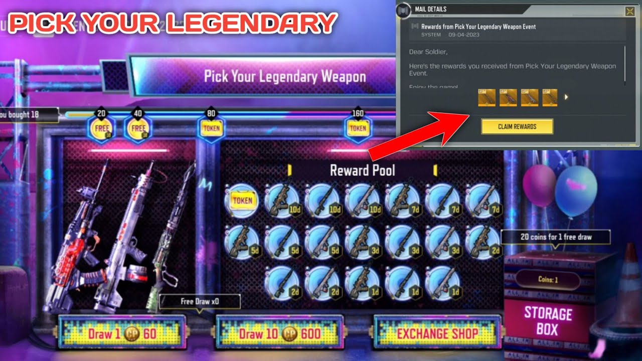 🤯 How to play / Use Pic your Legendary Weapon Event Cod mobile ...