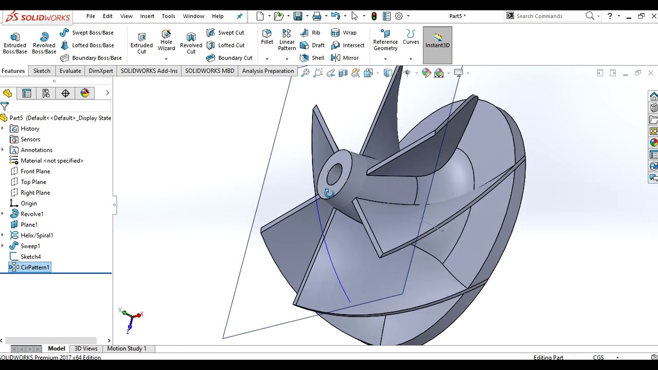 Impeller Blade-DS Solidworks - YouTube