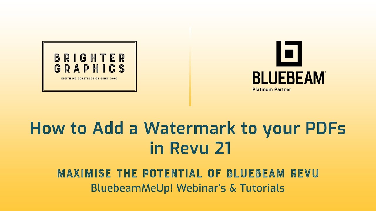 How to Add a Watermark to your PDFs in Revu 21 By Brighter Graphics ...
