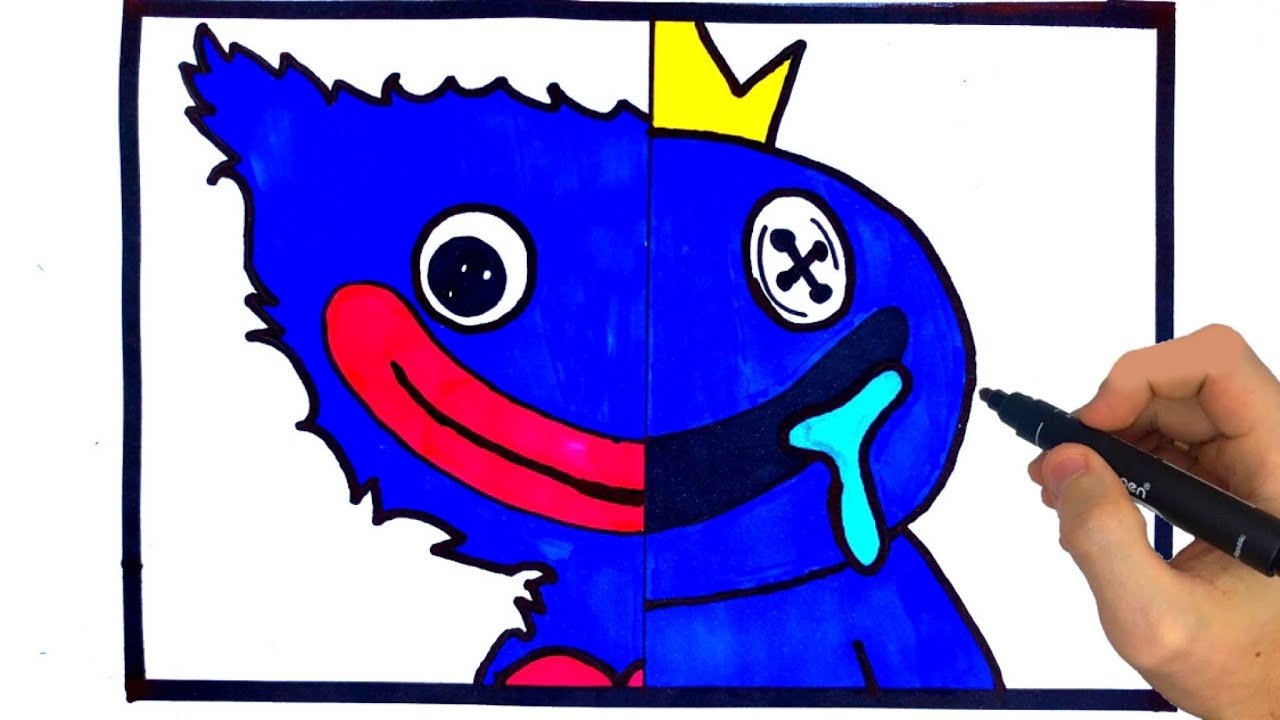 DRAWING HUGGY WUGGY vs RAINBOW FRIENDS BLUE | HOW TO DRAW HUGGY WUGGY ...