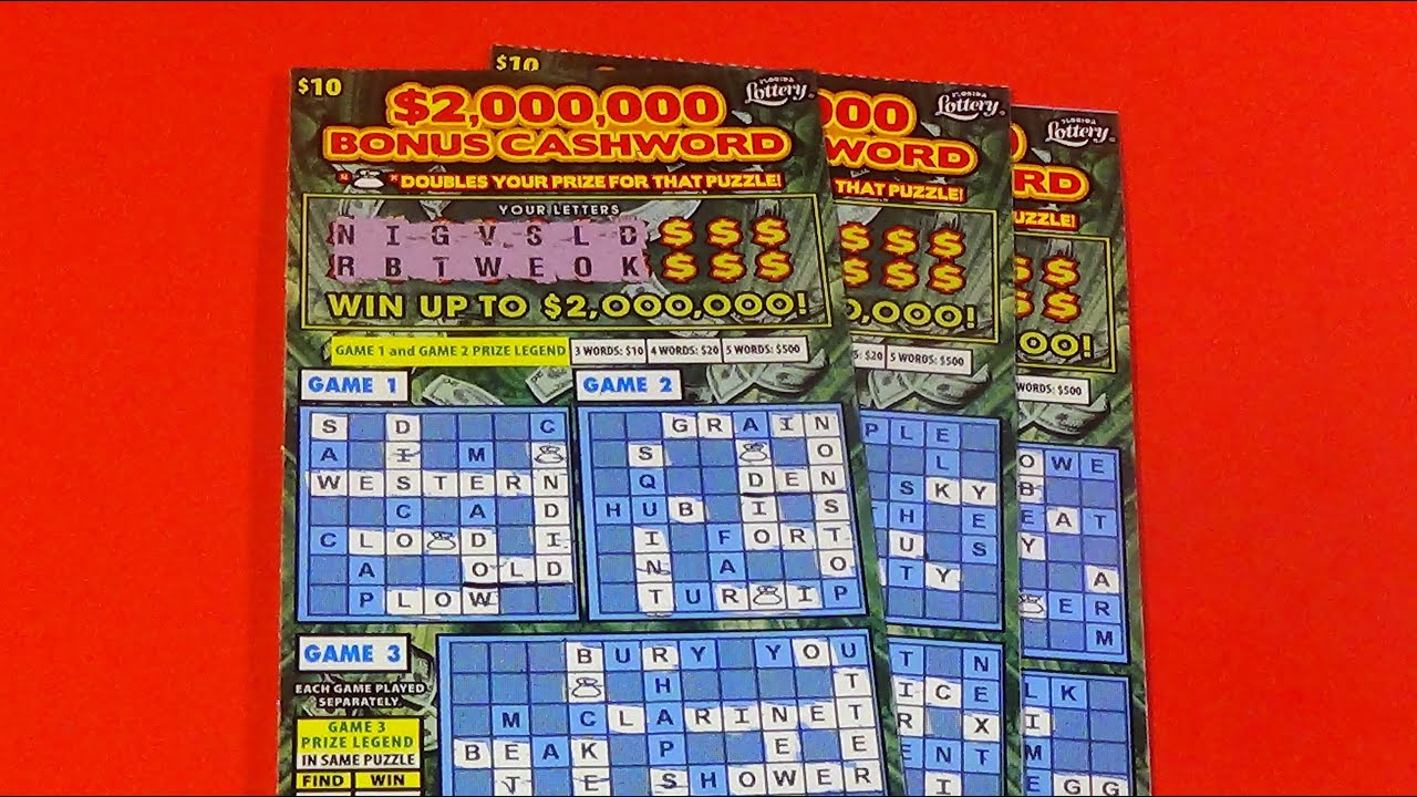 WORDS ON WED. 150: THREE $10 $2M BONUS CASHWORD Florida Lottery Scratch ...