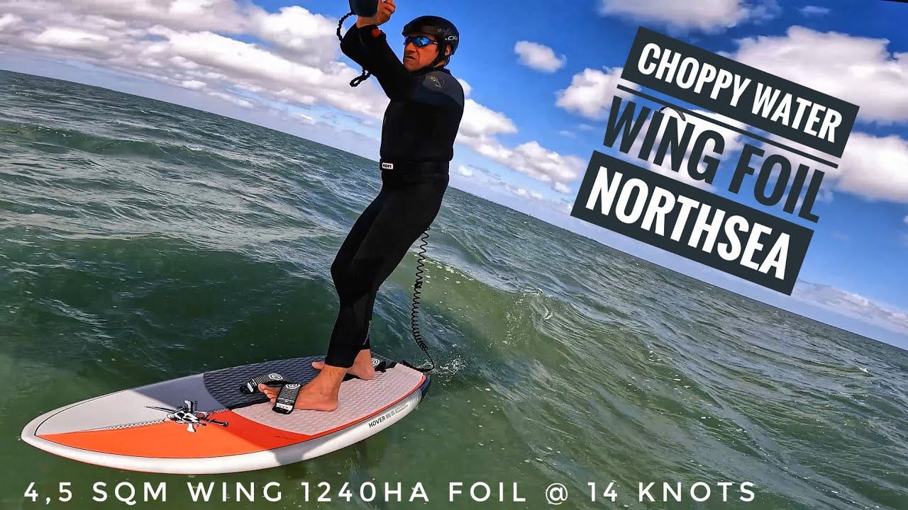 14 knots wing foil day trip to the North Sea foiling on choppy water at ...