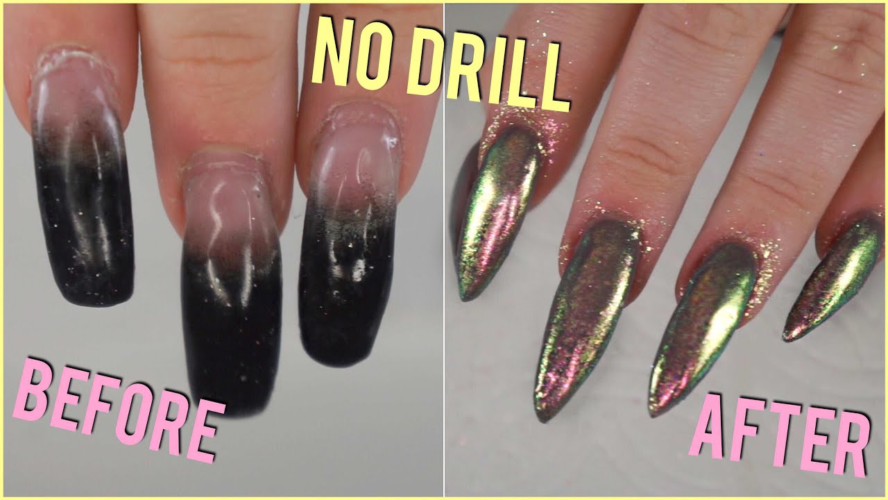 Doing a fill on my nails + oil slick design - YouTube