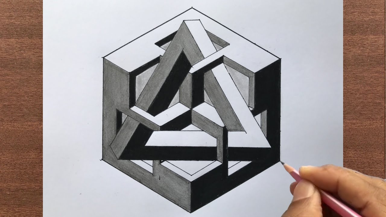 How to Draw an Isometric Illusion 3D Picture - YouTube