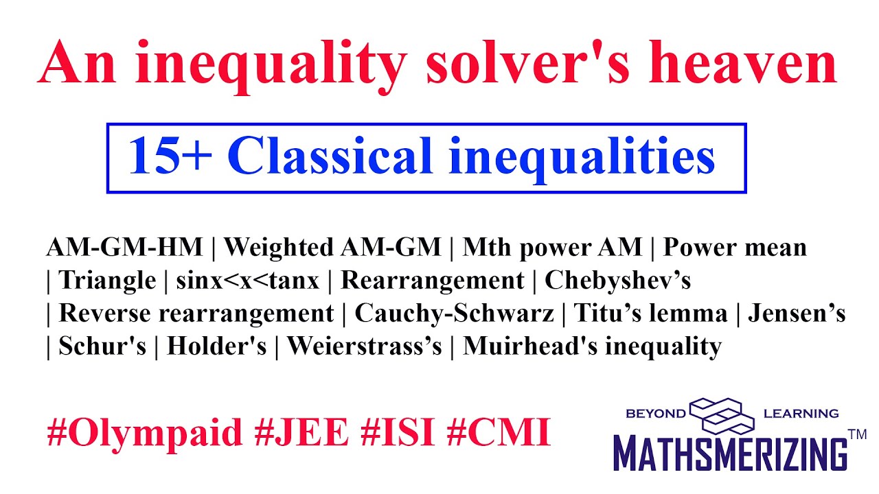 Math Olympiad | An inequality solver's heaven | 15+ Classical ...