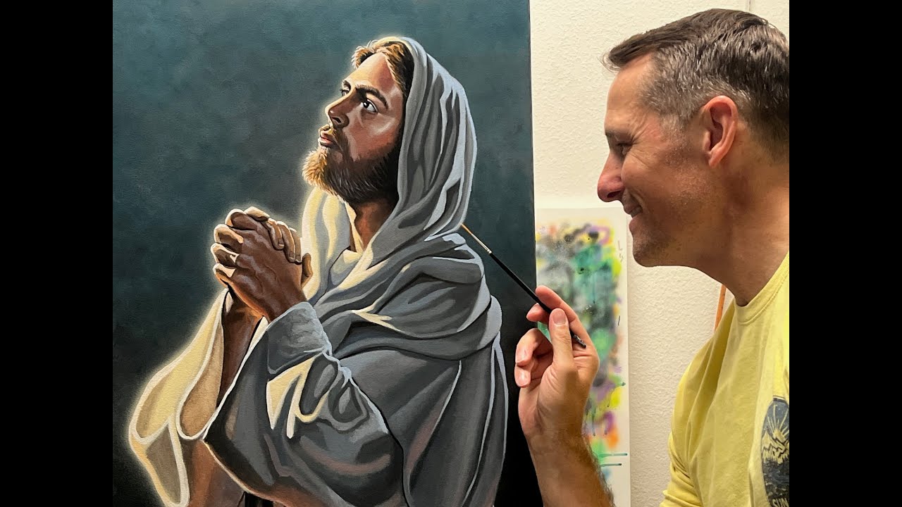 #140 Jesus Praying | Oil & Acrylic Painting Tutorial | Marc Harvill Art ...