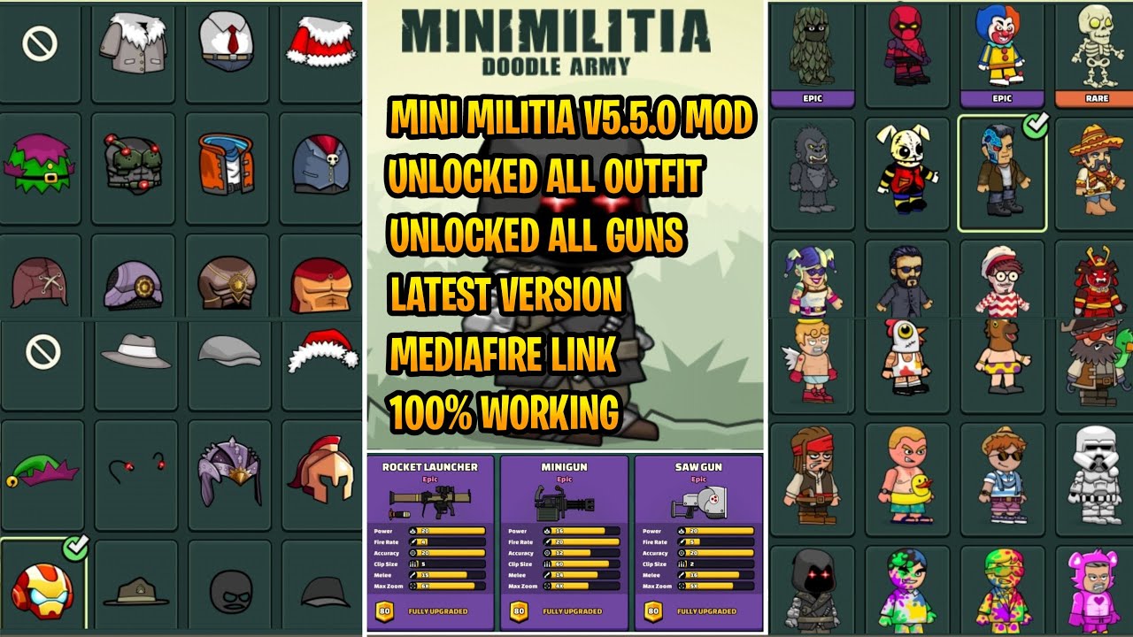 Mini militia 5.5.0 mod apk | mini militia all outfit unlocked mod ...