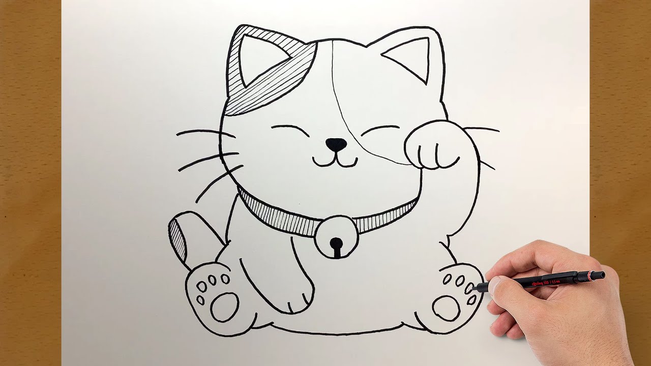 How To Draw A Lucky Cat | Maneki-neko Easy Step By Step Tutorial - YouTube