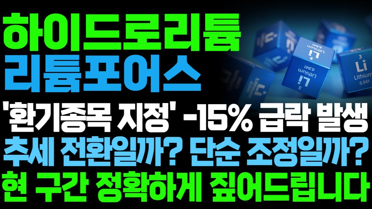 하이드로리튬 리튬포어스 주가전망 환기종목 지정 15 급락 발생 추세 전환일가 단순 조정일까 현 구간 정확하게