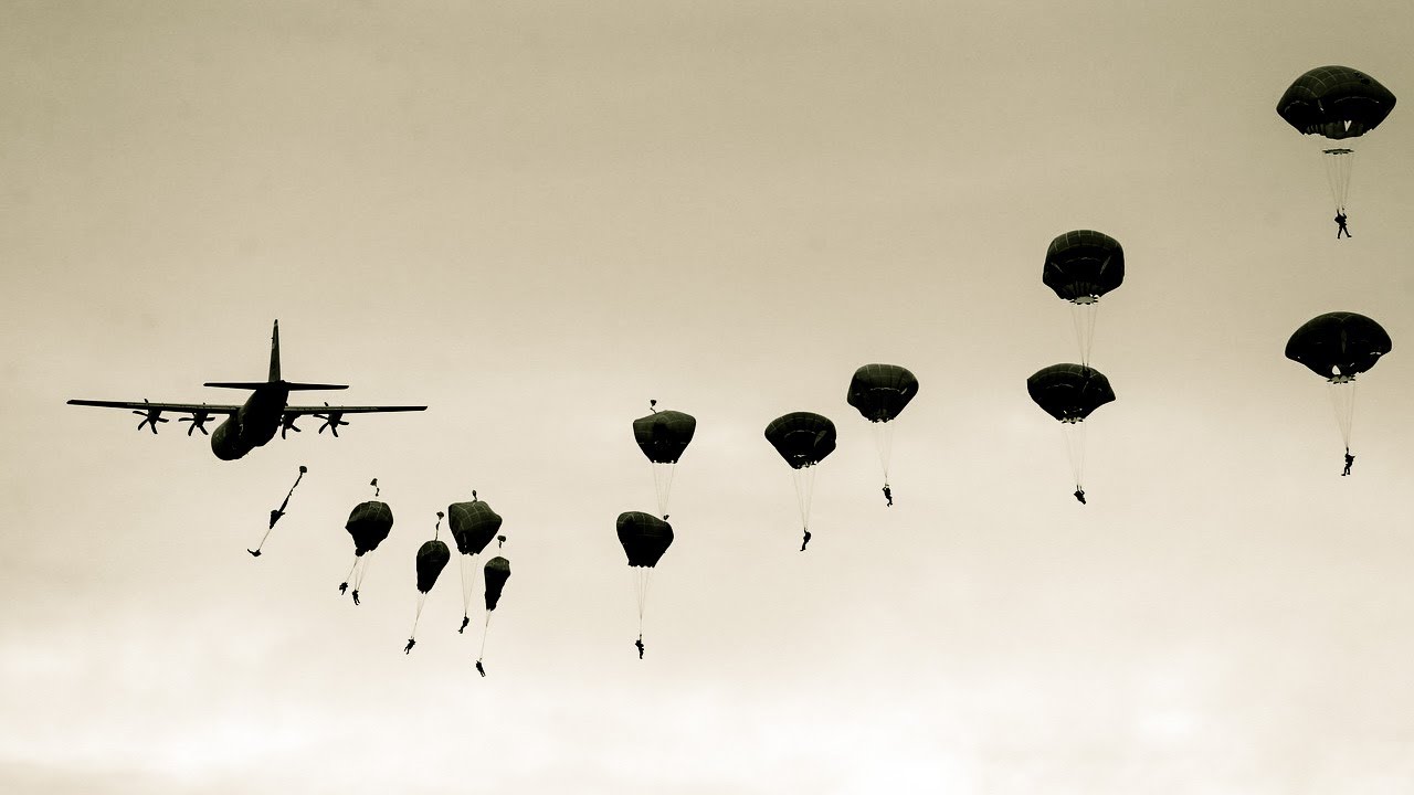 US Pararescuemen Halo Jump and Cargo Drop from C-130J Super Hercules ...
