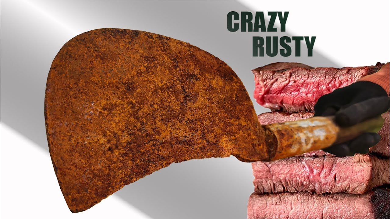 Very Rusted Butcher's Knife Restoration - Removing Century Rust - YouTube