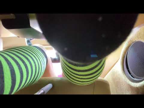 Cruising in the Porsche in some Striped Knee Socks