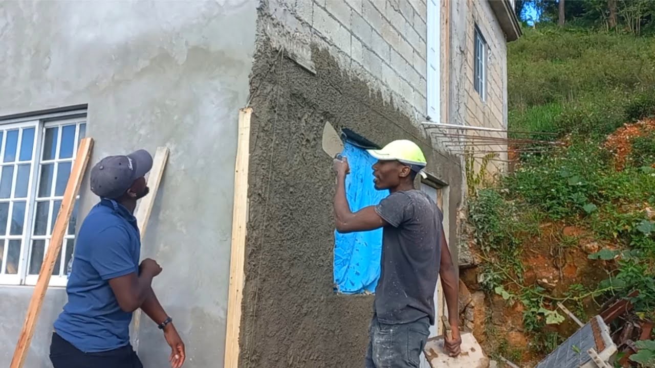 How to Straighten a Bend Wall Worst Wall We Ever Rough Cast pt1 - YouTube