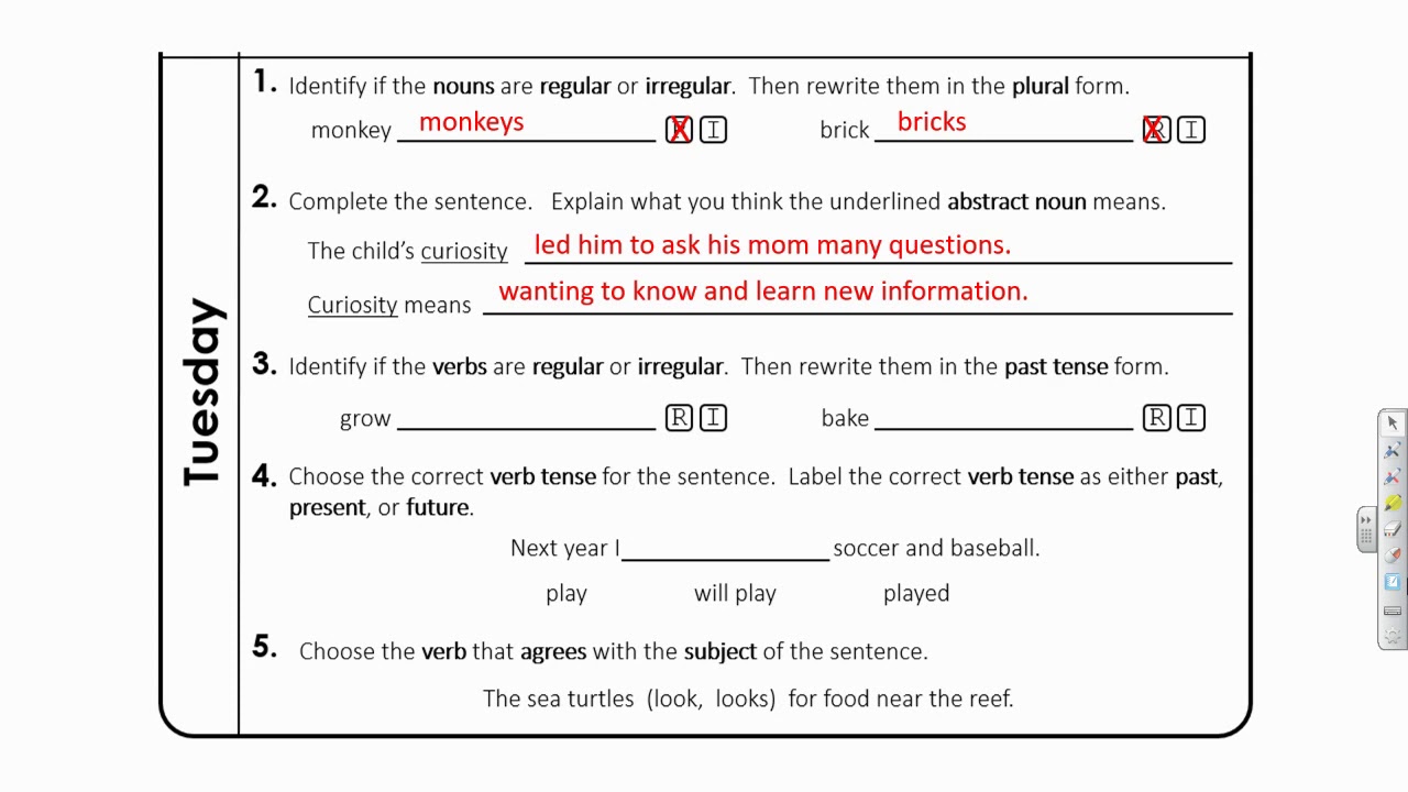 Week 1 Tuesday Grammar Book - YouTube