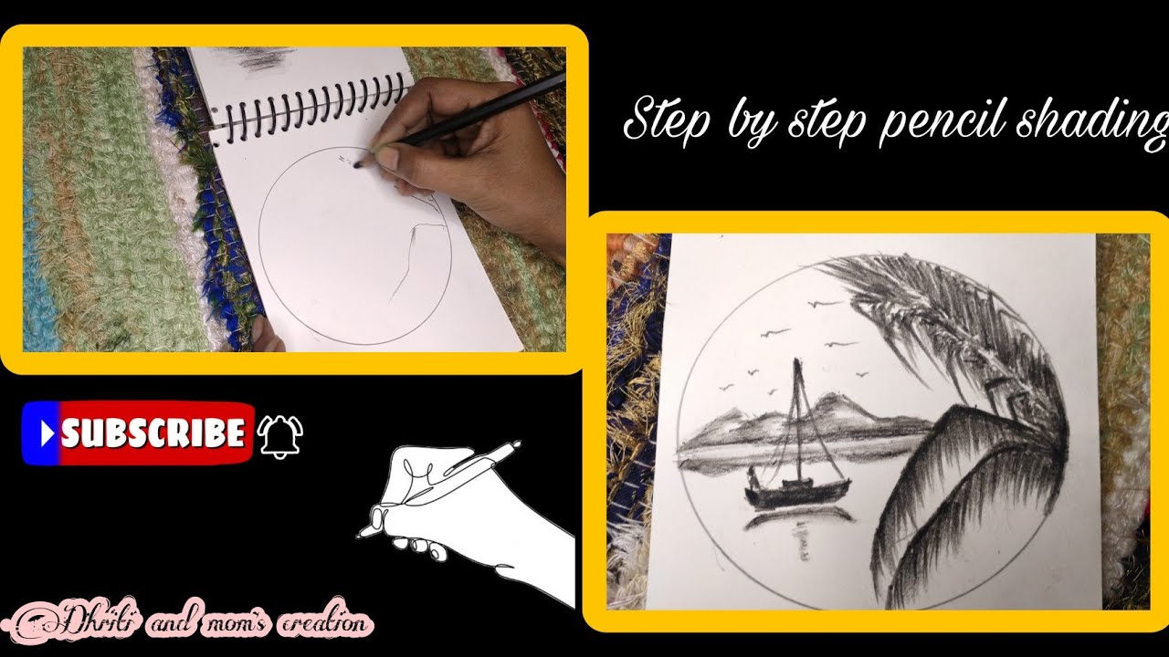 Step by step pencil shading || nature scenery shading || - YouTube