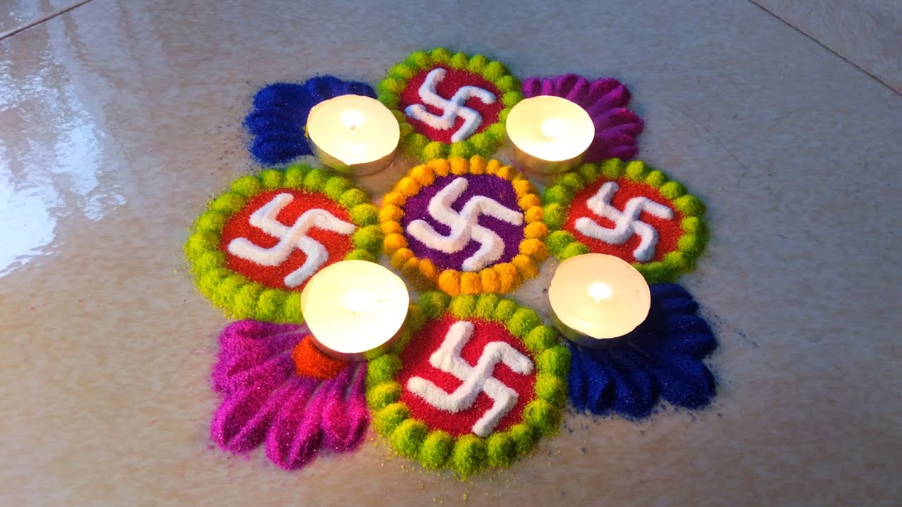 attractive easy small swastik rangoli / - YouTube
