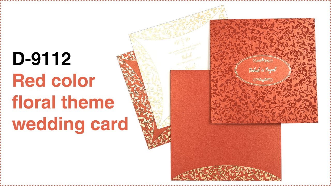Red color floral theme wedding card. D-9112 New design! - YouTube