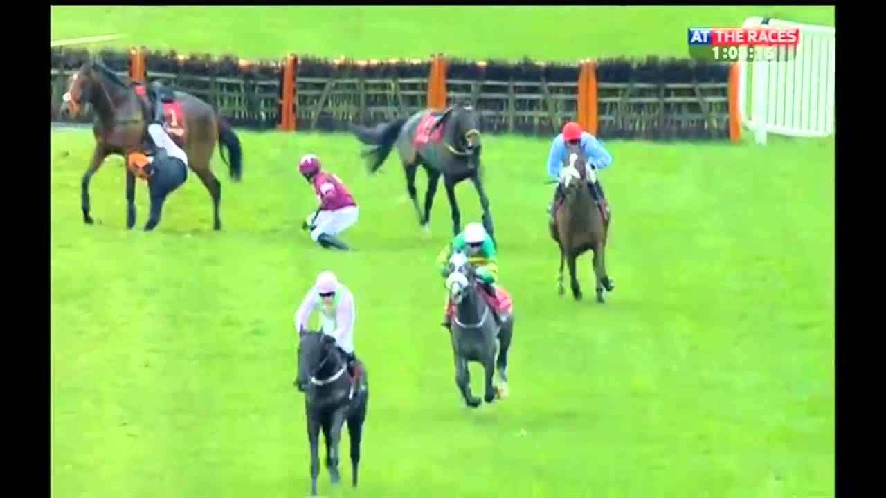 Lucky escape for jockey - YouTube