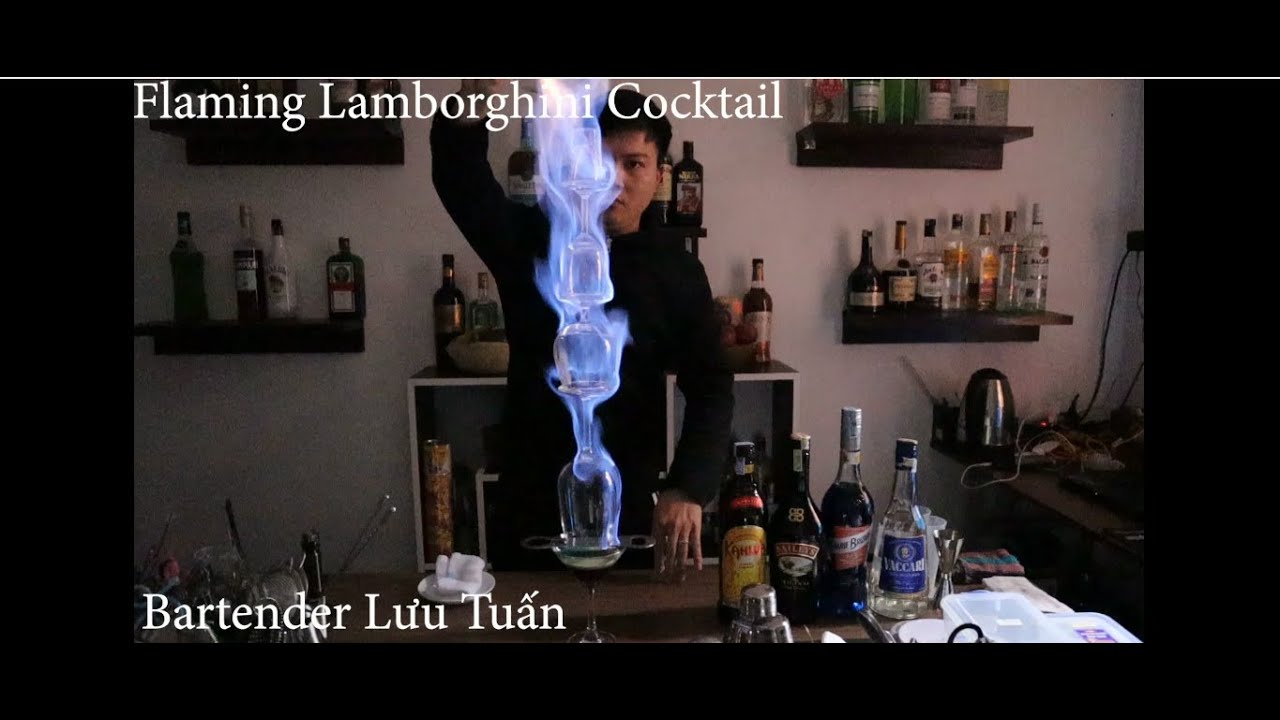 Flaming Lamborghini cocktail - Cách làm cocktail Lamborghini ...