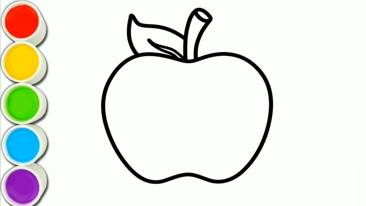 How to draw a Apple step by step || kids apple drawing || apple ...