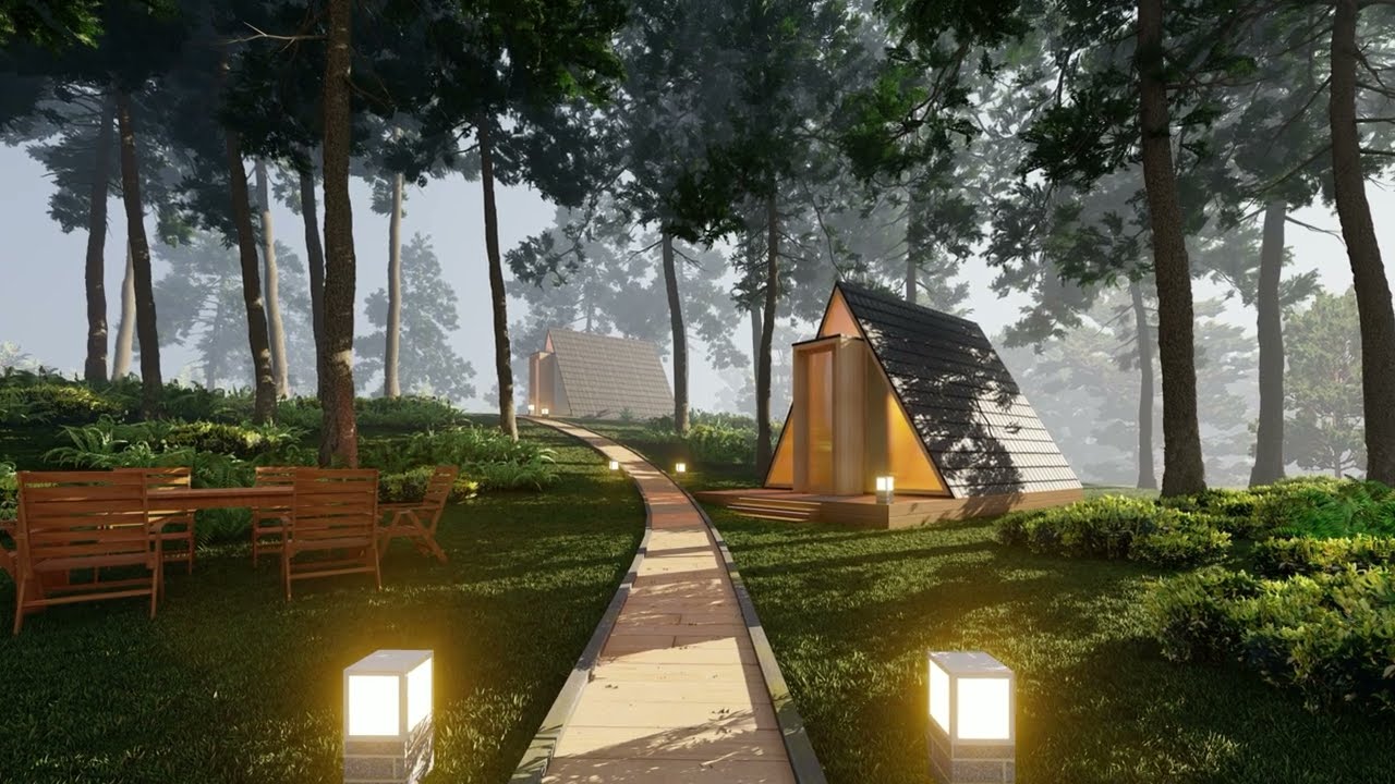 Render 3d model, glamping render 3d - YouTube