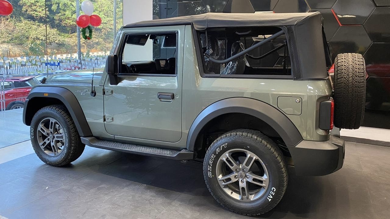 Mahindra Thar 2020 Rocky Beige / Green Convertible top walk around ...