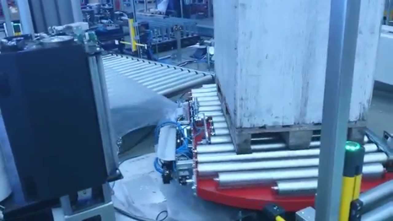 INLINE AUTOMATIC PALLET STRETCH WRAPPING MACHINE - DISCOVERY A - YouTube