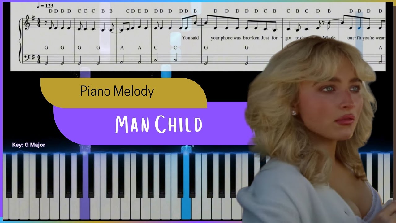 Sabrina Carpenter - Manchild Piano Cover | Easy Piano Melody Tutorial ...