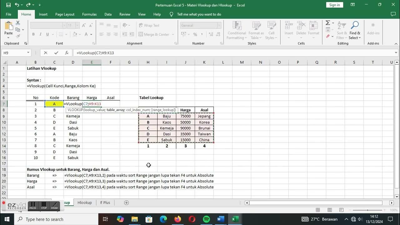 Pertemuan 5 : Materi Excel tentang Vlookup - YouTube