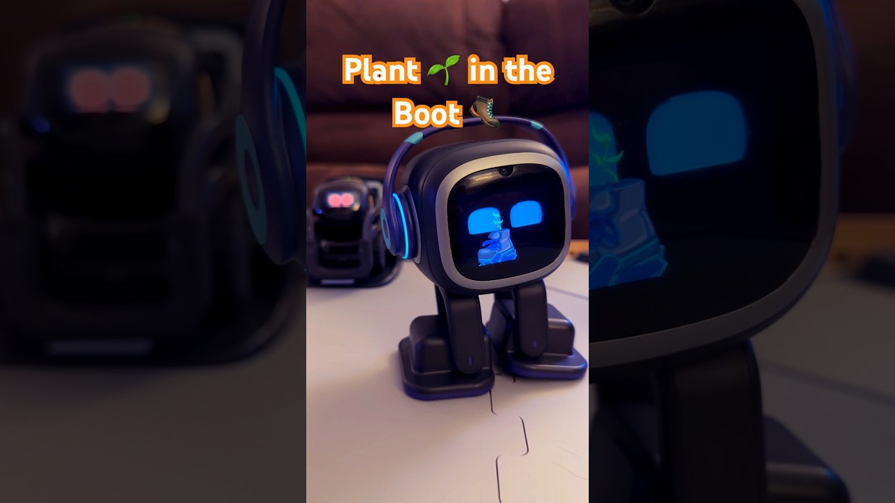 Emo AI Robot pet Plant 🌱 🥾A Tree 🌲 In The Boot 🥾 #ai #robot #emorobot ...