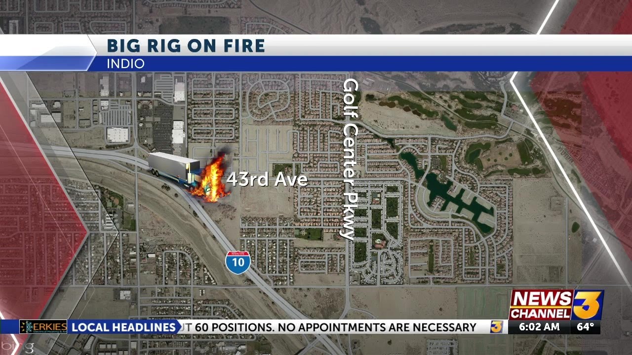 Car carrier fire in Indio - YouTube