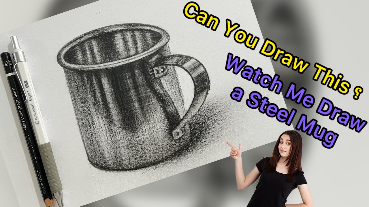 Drawing a Steel Mug with Charcoal Pencil#drawing #viralvideo # ...