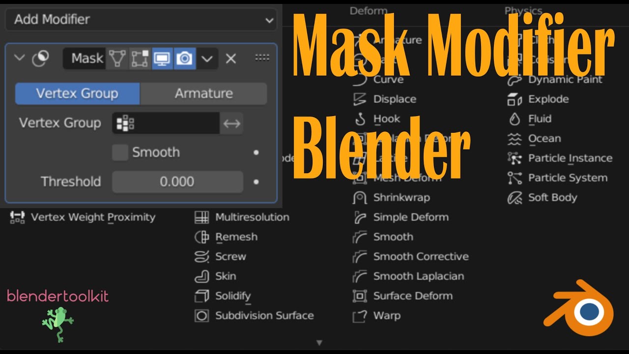 Blender , модификатор Mask со всеми настройками - YouTube