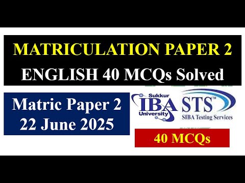 STS Matriculation Paper 2 English MCQs Solved 22-6-2025 | STS Matric ...